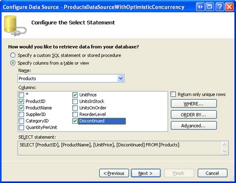 implementing optimistic concurrency with the sqldatasource