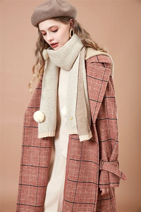Single Breasted Lapel Neck Woolen Coat Woolen Coat Plaid Coat