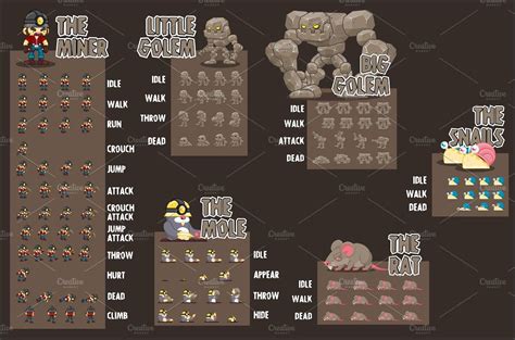 characters spritesheet 8 miner game character game assets