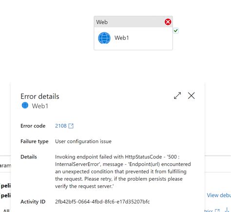 how to fix issue related to webactivity error invoking web activity