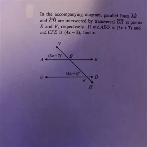 In The Accompanying Diagram Parallel Lines Ab And Cd Are Intersected