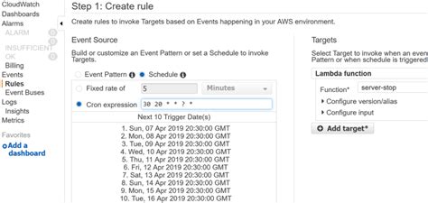 how to schedule aws ec2 start and stop time using lambda