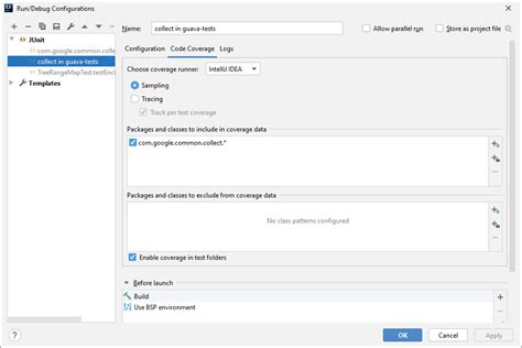 testing intellij rationale behind enable coverage in test folders