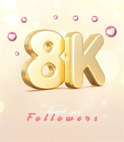 Premium Psd Gold 3d 8k Followers On Social Media