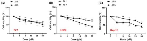 Cell Viabilities For A Pc3 B A2058 C Hepg2 Cells After Rem Treatment