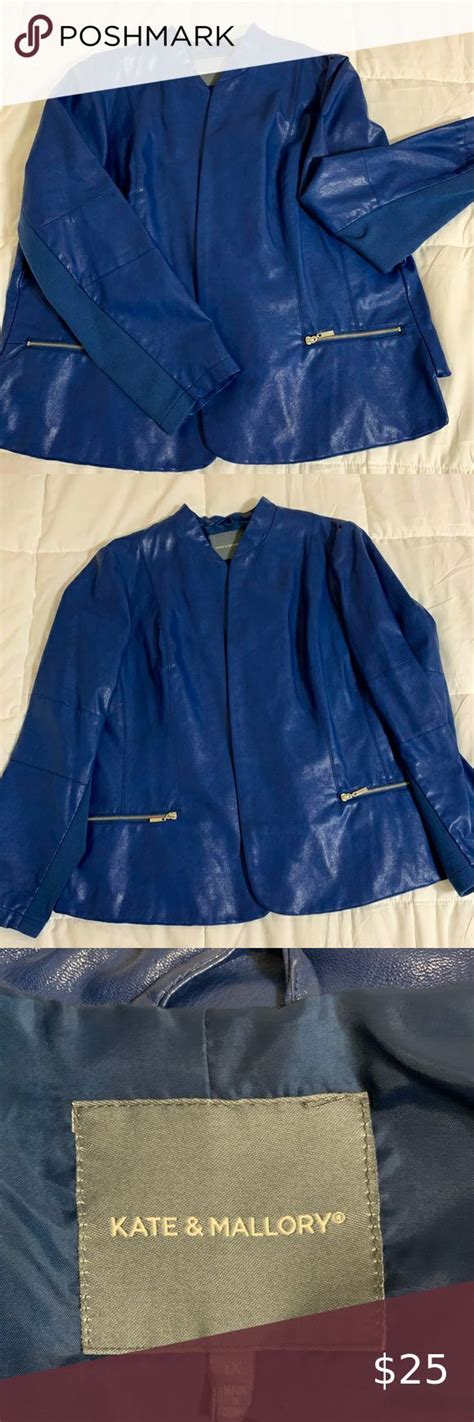 Kate And Mallory Royal Blue Faux Leather Jacket With Silky Lined Interior