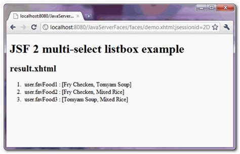 jsf 2 multiple select listbox example wuhn 博客园