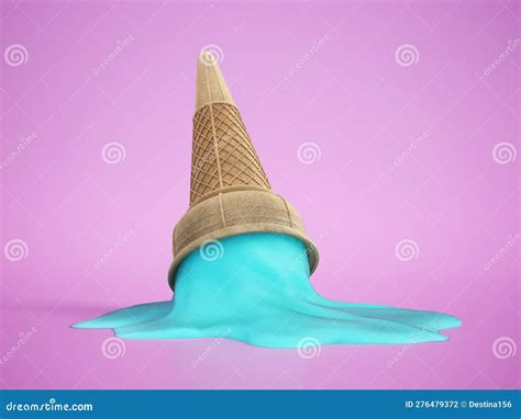 Dropped Ice Cream Doodle Two Scoops In Waffle Cone Isolated Clipart On