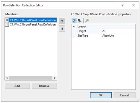 inputgridpanel layout inputpanel for winforms componentone