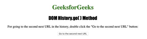 html dom history go method geeksforgeeks