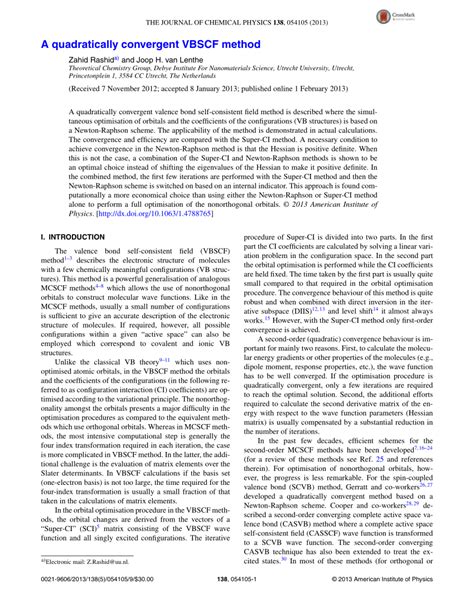 pdf a quadratically convergent vbscf method
