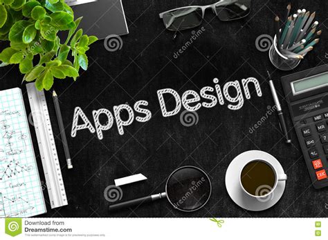 Apps Design Text On Black Chalkboard 3d Rendering Stock