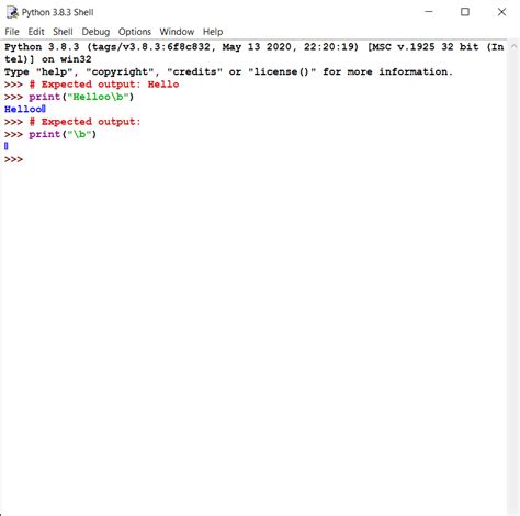 b backspace not functioning correctly in python idle instead