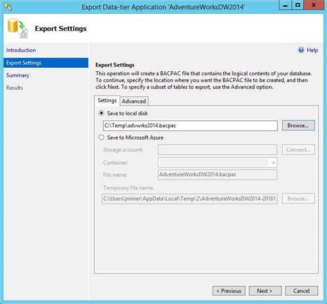 move azure sql databases using the export and import
