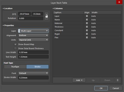 layer stack table properties altium designer 20 2 user manual