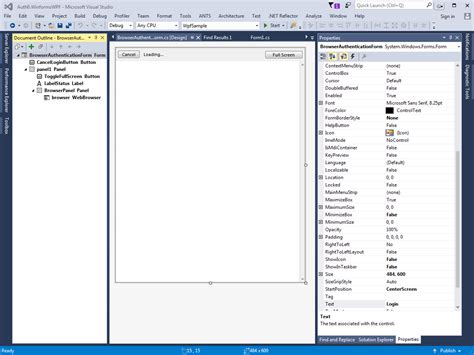 how to resize the auth0 login window in a c wpf app