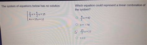 The System Of Equations Below Has No Solution Which Equation Could