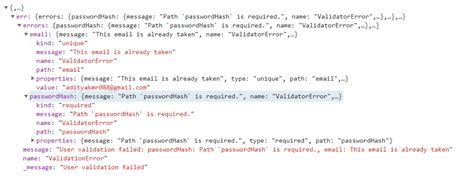 node js how can i parse a error message that i am getting in nodejs
