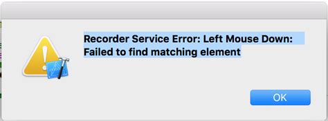 osx recorder service error left mouse down failed to