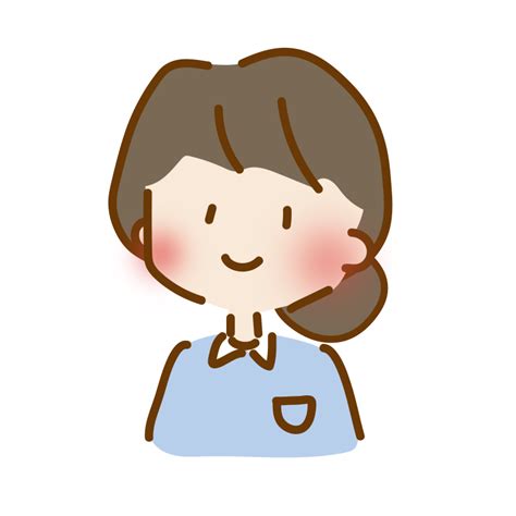 ゆるくて可愛い女性の介護士の無料 フリー イラスト かわいい手描きの無料素材「てがきっず」保育園・小学校・介護施設にぴったりのフリー素材イラスト