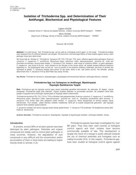 isolation of trichoderma spp and determination of their