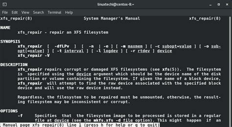 how to repair xfs file system in linux systran box