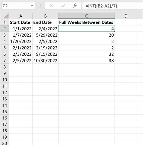 excel calculate the choice of weeks between dates statsidea learning