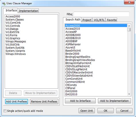 how to automatically add the scope name to the delphi library unitis