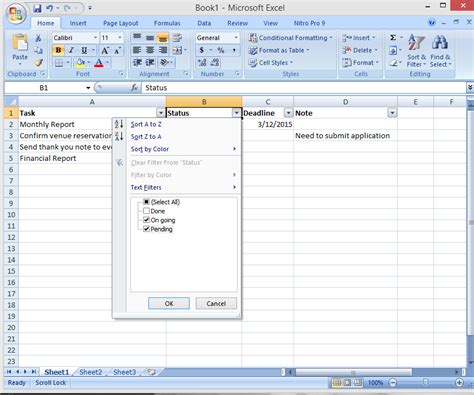 create a simple effective to do list using excel filter feature 5