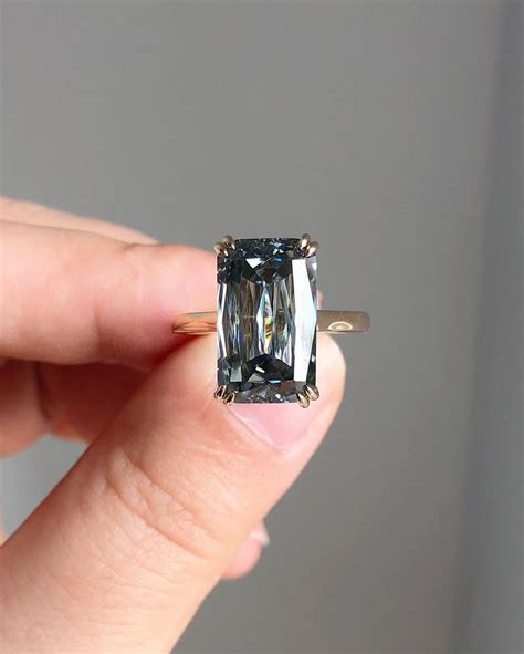 6 Ct Emerald Cut Moissanite Diamond Ring With 10k 14k 18k Solid Yellow
