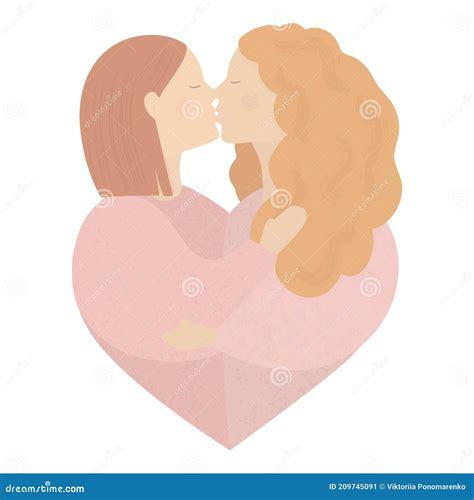 Lesbian Couple Two Girls Hug And Kiss Each Other Lgbt Pride