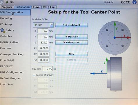 defining the tool center point tcp on a universal robot pick it