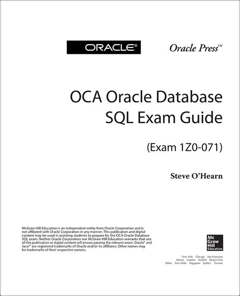 title page oca oracle database sql exam guide exam 1z0 071 [book]
