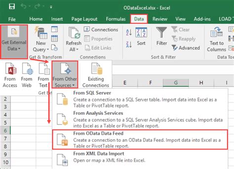 how to use the odata feed with microsoft excel