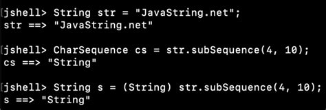 java string subsequence method example
