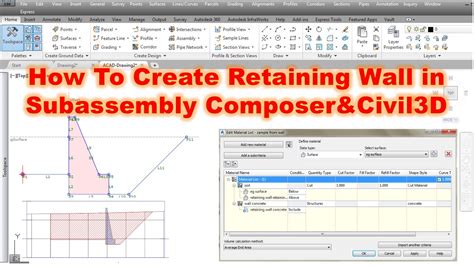 how to create retaining wall in subassembly composer and civil3d 2023
