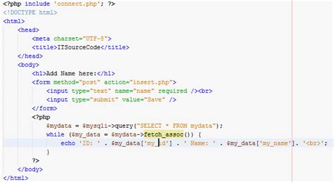 simple insert and show data from database in php and mysql