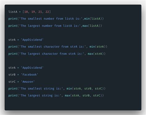 python min and max inbuilt function example