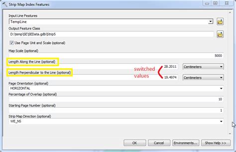 arcgis desktop creating strip map index in portrait view for data