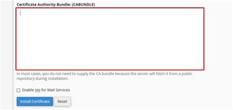 select the ssl certificate in cpanel customer support guides