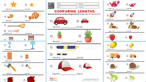 comparing lengths of two objects worksheets helping with math length