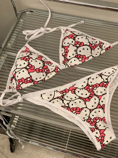 Hello Kitty Bikini Set Cute Cartoon Y2k Anime Summer Beach Strappy