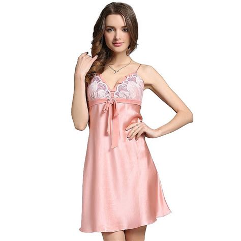 V Neck Embroidered Lace Trimmed Short Silk Nightgown Chichouz Lace