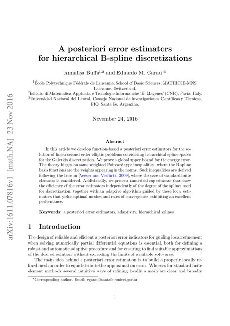 pdf a posteriori error estimators for hierarchical b spline