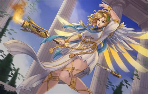 Wallpaper Wings Angel Art Blonde Blizzard Goddess Overwatch