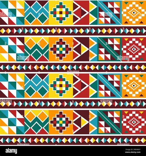 Kente Tribal African Seamless Vector Pattern With Geometric Shapes