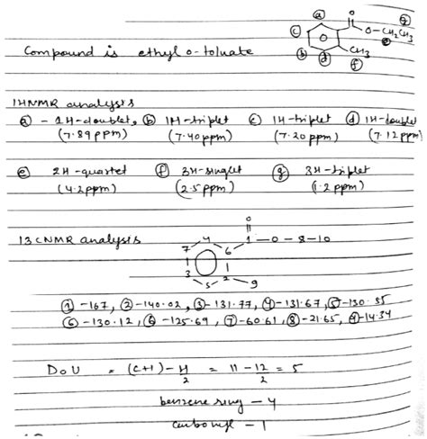 [solved] A Compound Has The Formula C10h12o2 Its 1h And 13c Nmr And Ir