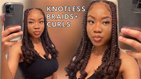 Large Knotless Braids With Curls Coi Leray Inspired Braids Youtube