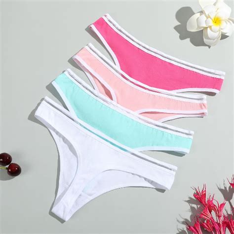 Ok Bra Women Fashion Solid Color T Back Low Waist Elastic Panties Sexy