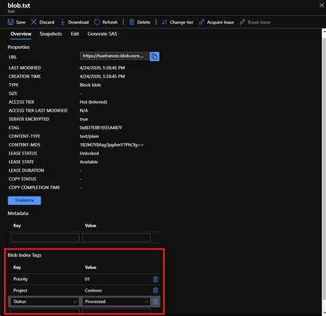 use blob index tags to manage and find data on azure blob storage